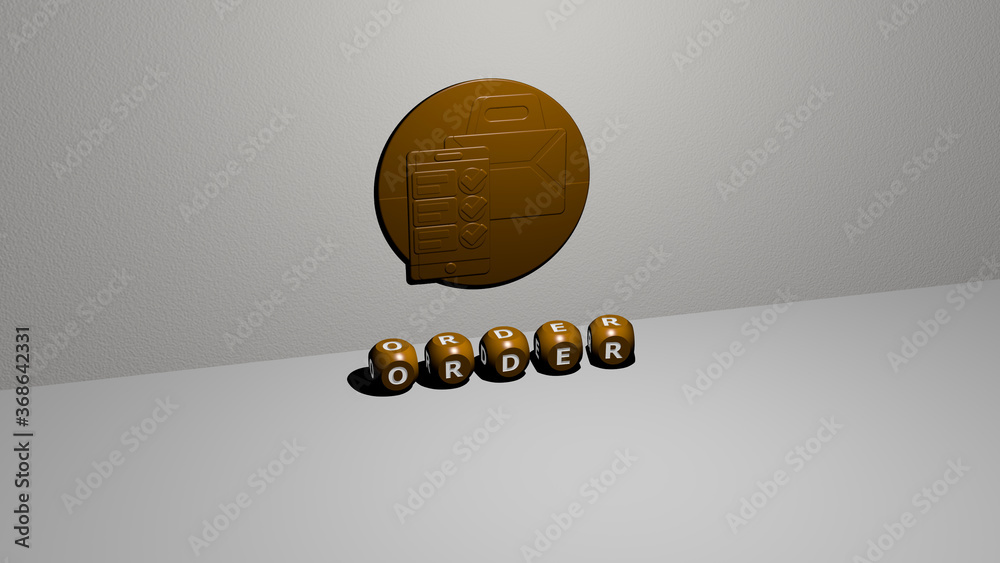 3D graphical image of order vertically along with text built by ...