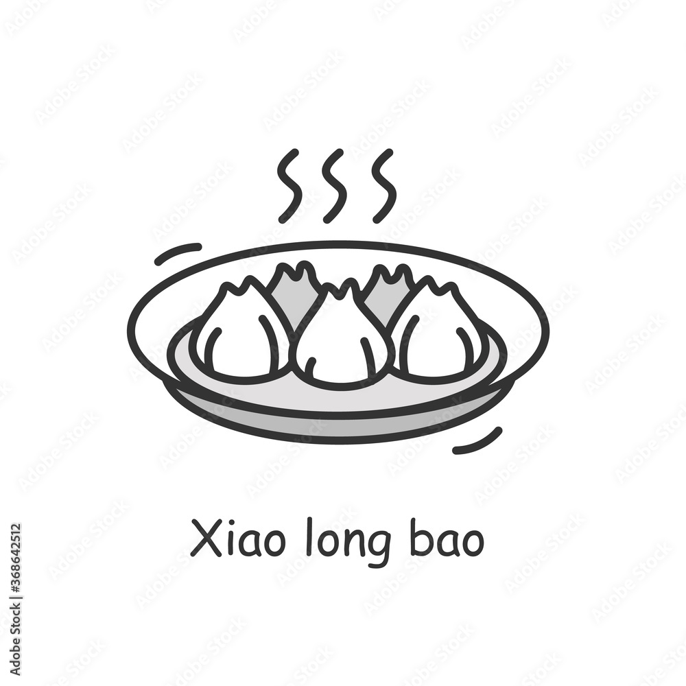 Dim sum icon. Tasty steaming hot Chinese dimsum dumplings or baozi ...