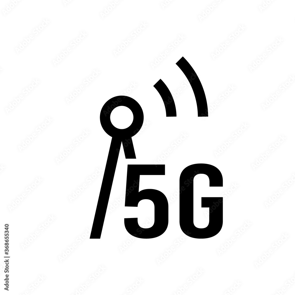 5G icon. Linear symbol of high speed internet. Black simple ...