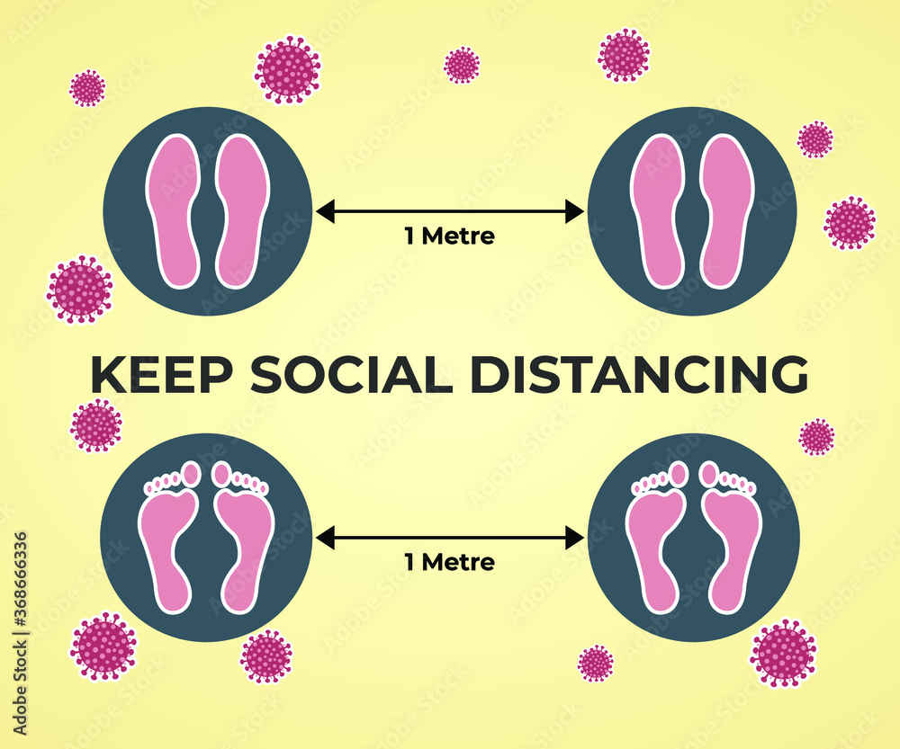 vector illustration of sign for Keeping social distancing with ...