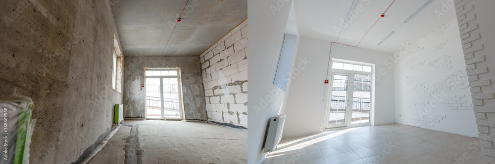 Comparison of a room in an apartment before and after renovation new ...
