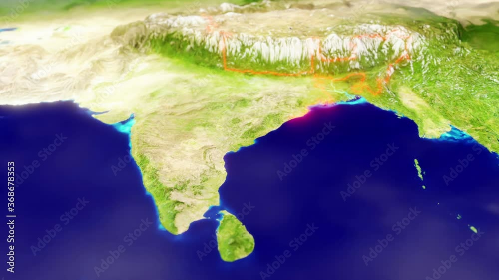3D CGI Map of India With Mountain Relief, Depth of Field & Borders ...