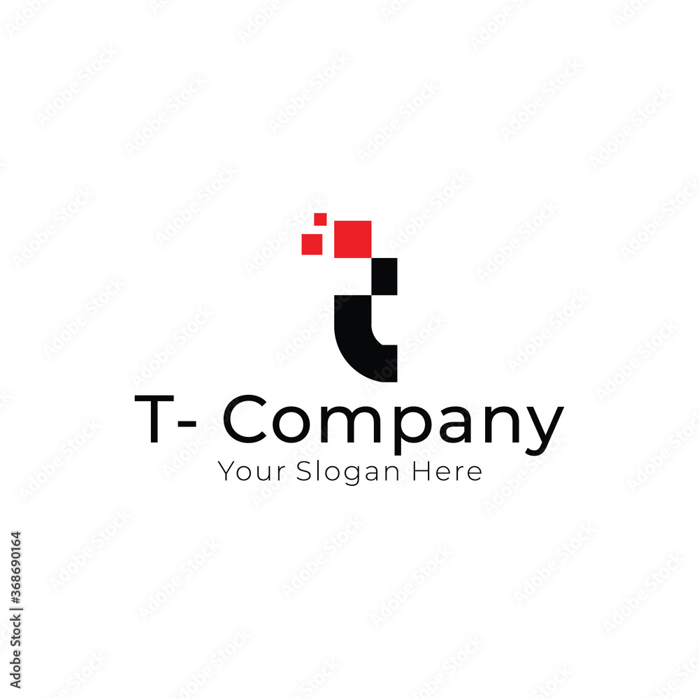 Letter T logo design template, Technology connection point abstract ...