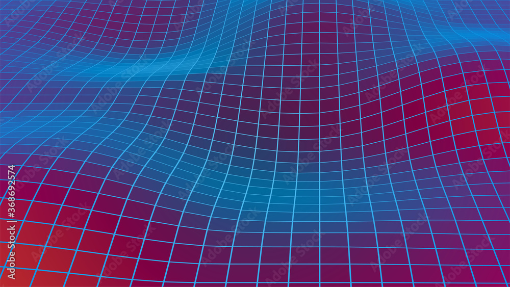 Cyberpunk virtual surface. 3d computer landscape. Abstract sci-fi ...