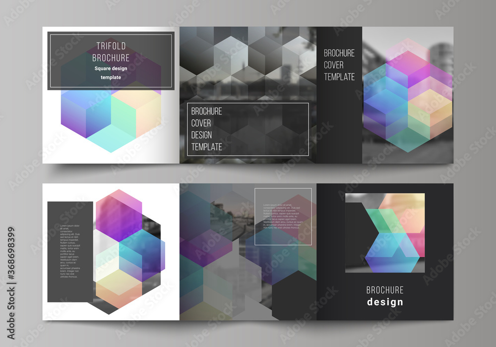 Vector layout of square format covers design templates with abstract ...