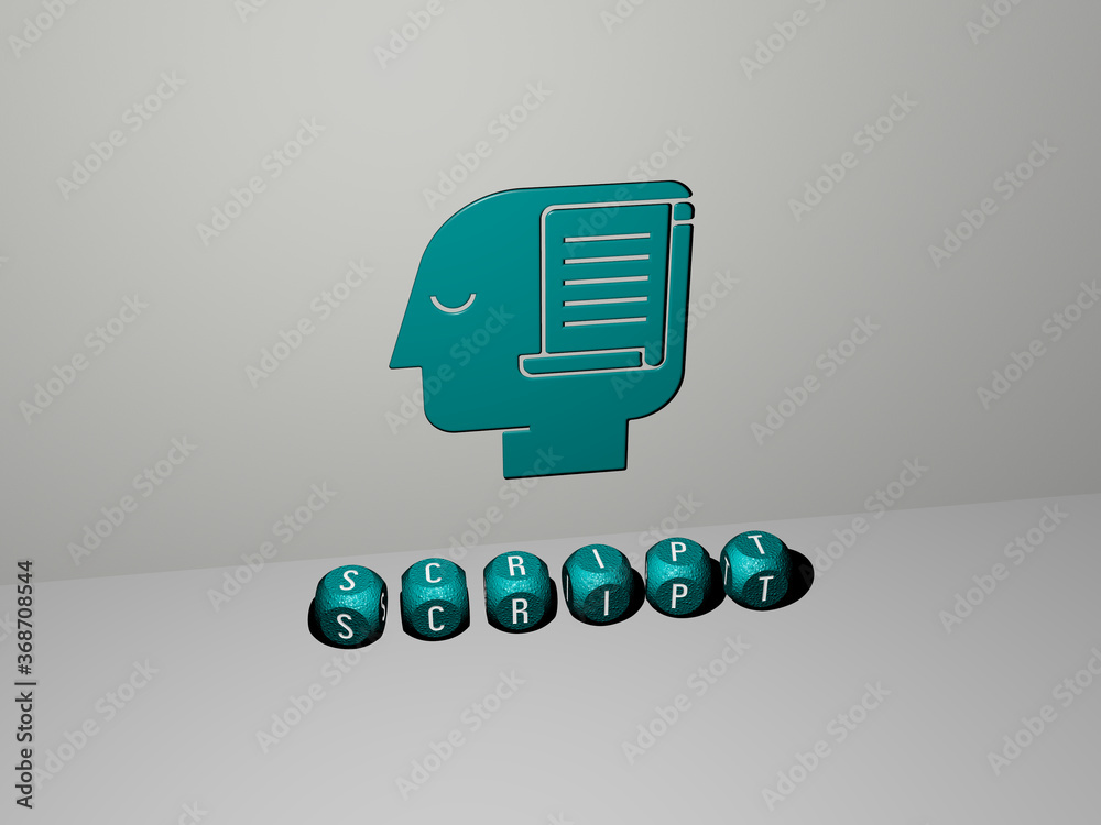 3D graphical image of script vertically along with text built by ...
