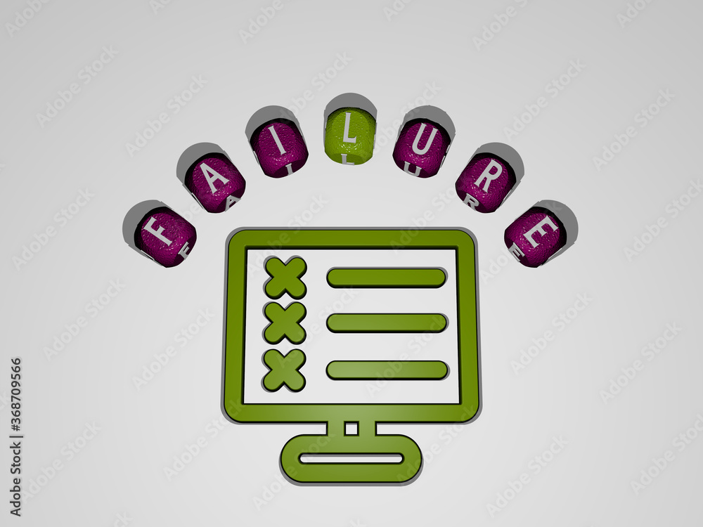 3D illustration of FAILURE graphics and text around the icon made by ...