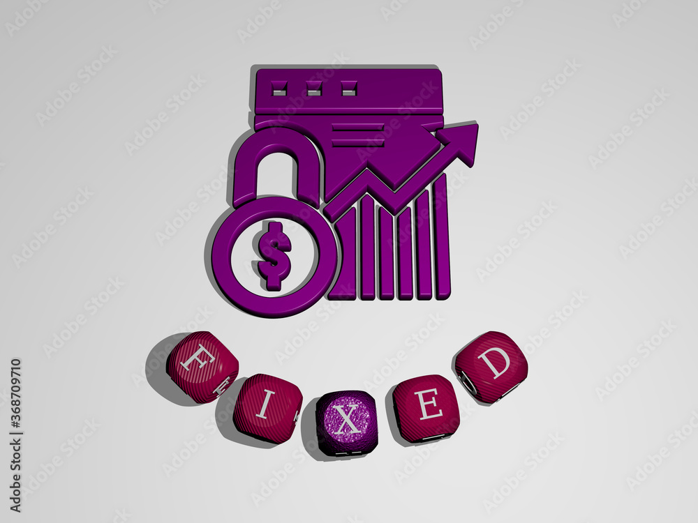 Illustrazione Stock 3D illustration of fixed graphics and text around ...