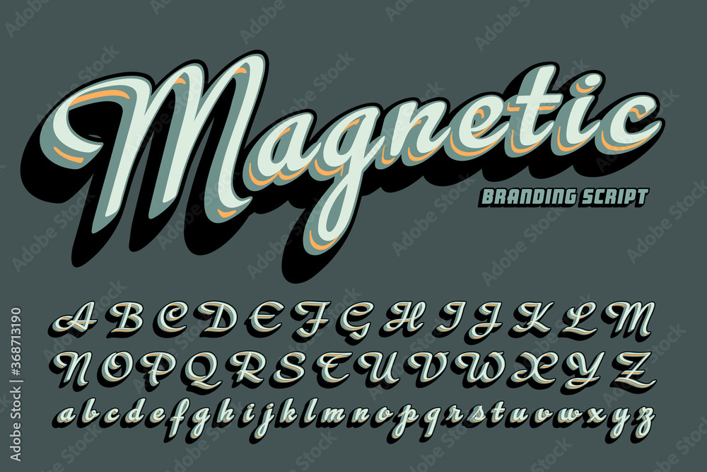 A Bold Layered Cursive Script Typeface with Muted Gray-Green Tones and ...