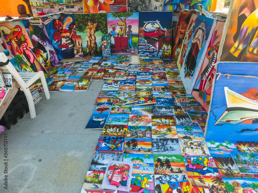 LABADEE, HAITI - MAY 01, 2018: Handcrafted Haitian souvenirs sunny day ...