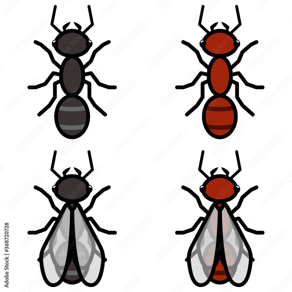 Ants logos symbols icons signs set. A collection of a simple ...