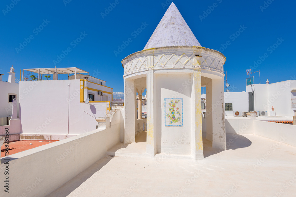 turret on the terrace of a patrician house in Olhao, Algarve, Portugal ...