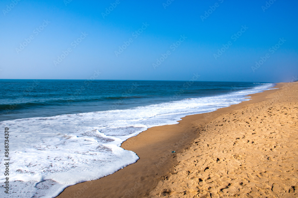 Beautiful Goa Sea beach and water waves at the time of Sunset. Stock ...
