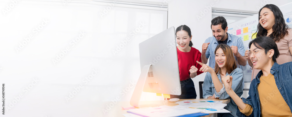 Inspire your teamwork to keep on achieving Group of Asian team creative ...