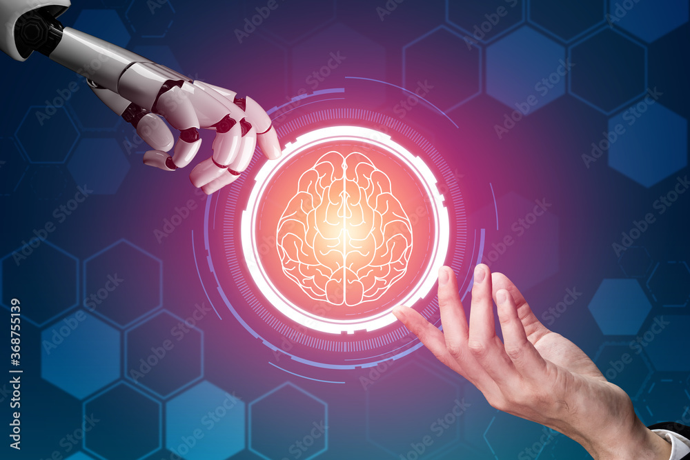 3D Rendering futuristic robot technology development, artificial ...