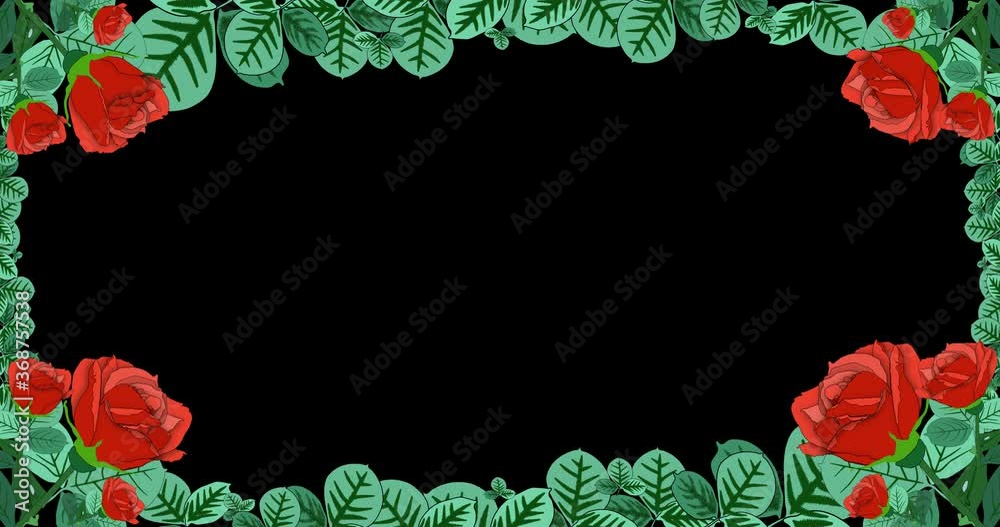 Frame rose beautiful disclosure footage animation cartoon 4K Stock ...