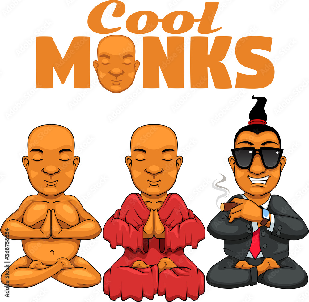 Monk cartoon mascot character Stock Vector | Adobe Stock