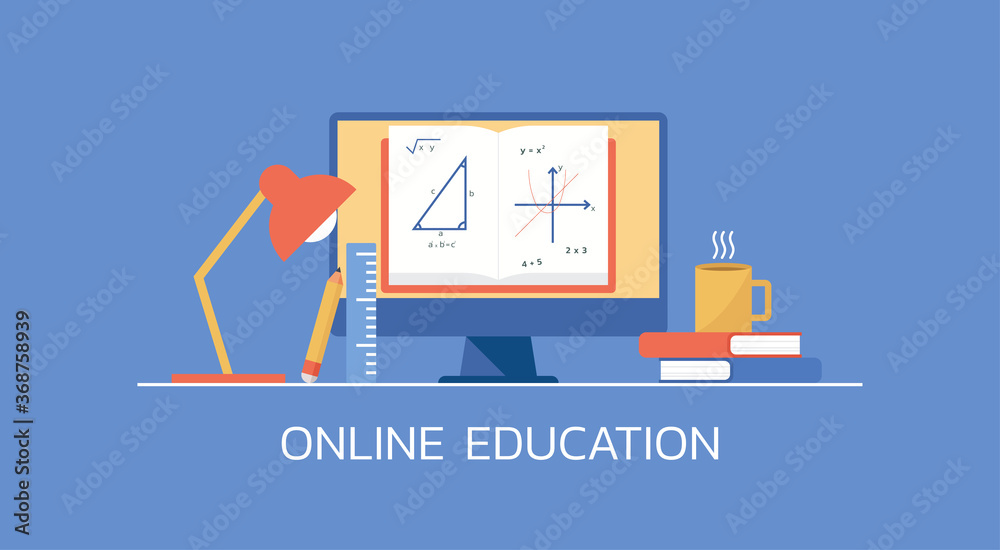 e-learning and online education concept, distance mathematics learning ...