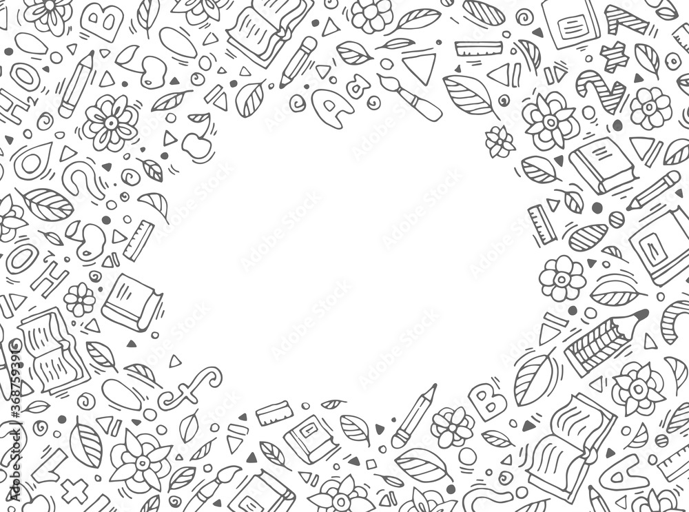 Back to school. Doodle pattern. Knowledge concept. Vector. Paper border ...