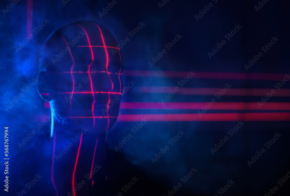 Concept Identify Illuminate Face Scan Red Laser. Biometric Futuristic ...