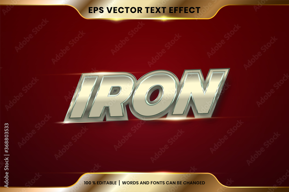Text effect in 3d Iron words, font styles theme editable metal silver ...