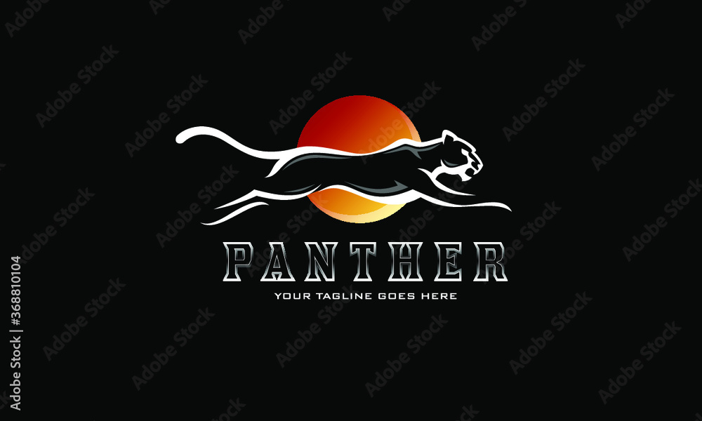 Panther Run Logo Vector - Black Cat Night Vector Stock Vector | Adobe Stock