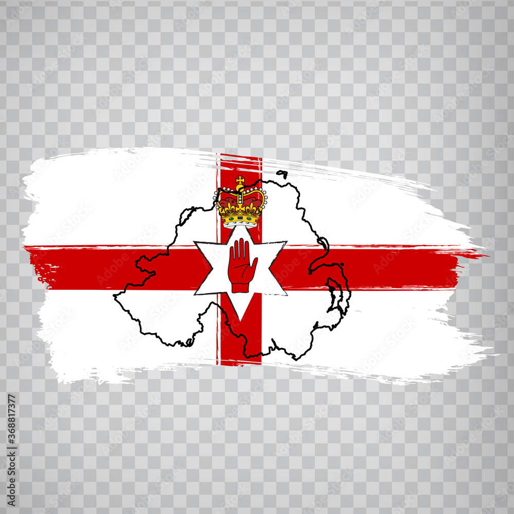 Flag of Northern Ireland from brush strokes. Blank map of Northern ...