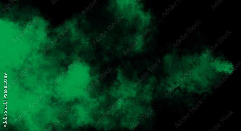 Poster Green Fog or smoke color isolated background for effect, text or ...