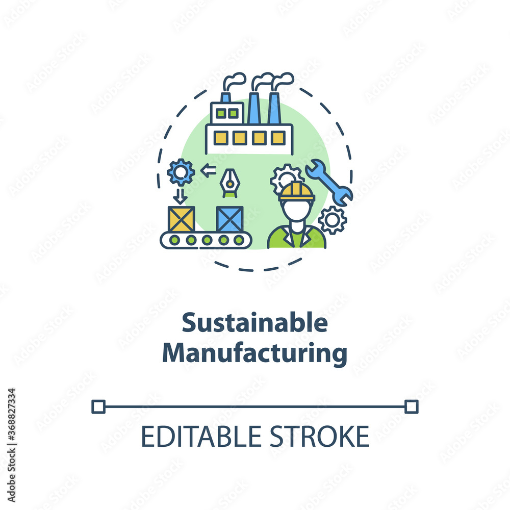 Sustainable manufacturing concept icon. Ecoological factory production ...