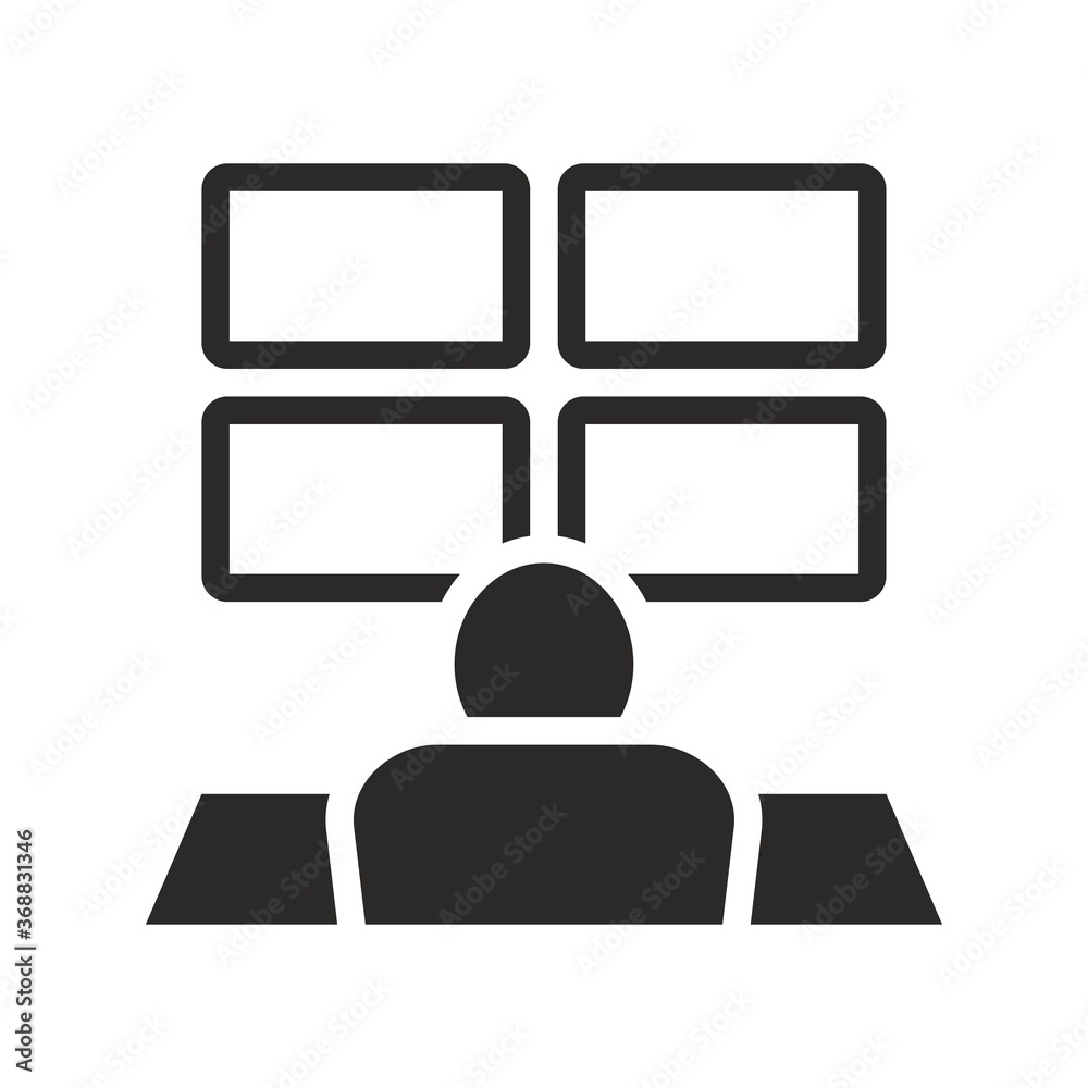 Surveillance room icon. CCTV, monitor, security. Vector icon isolated ...