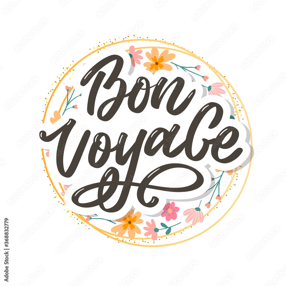 Bon Voyage Hand Lettering Vector Calligraphy Travel Stock Vector ...