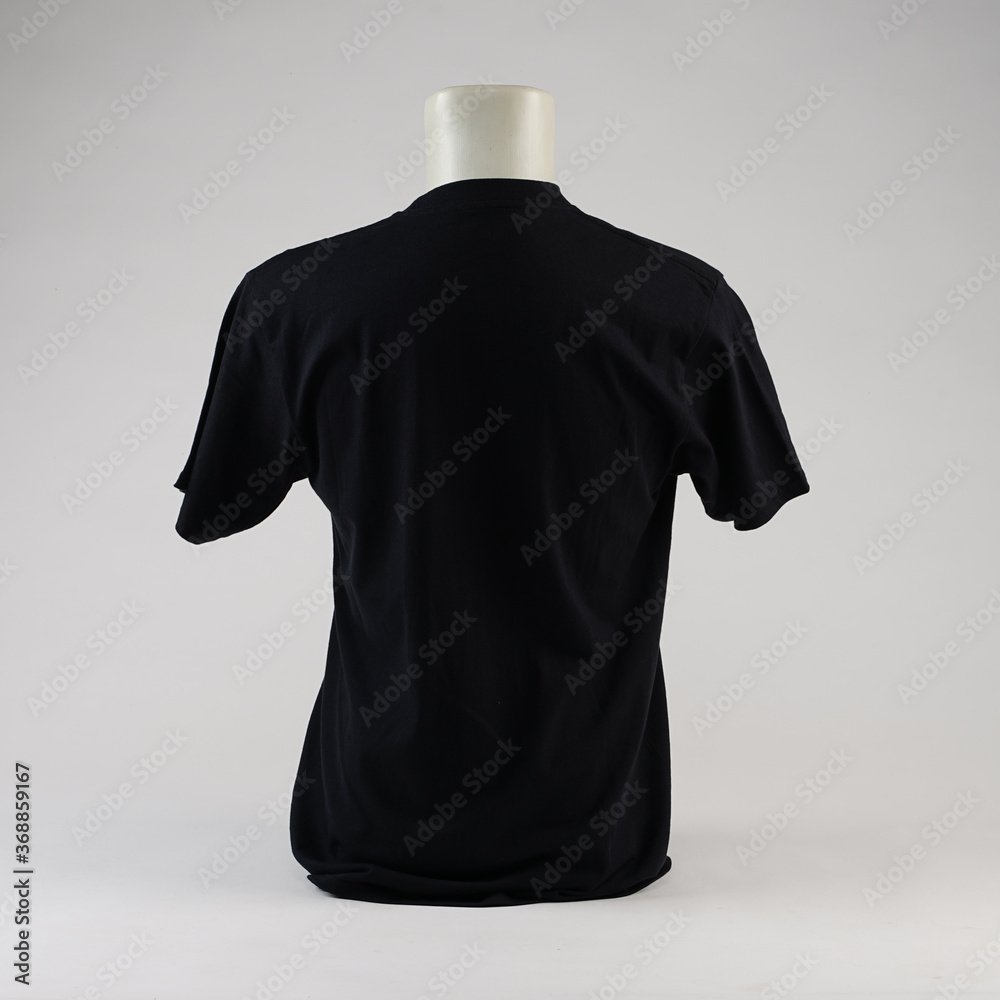 Men's black blank t shirt template,from two sides, natural shape on ...