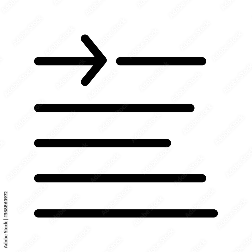 Paragraph indent icon. Text indentation, text editor symbol icon. Stock ...