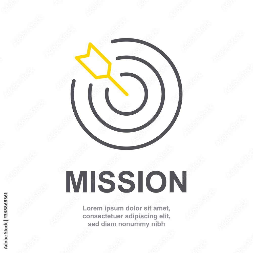 Mission sign icon of business company management with simple text ...