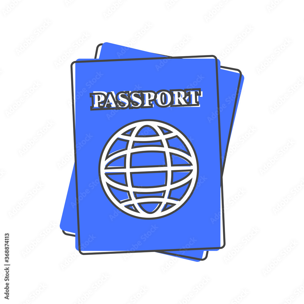 International passport vector cartoon style cartoon style on white ...