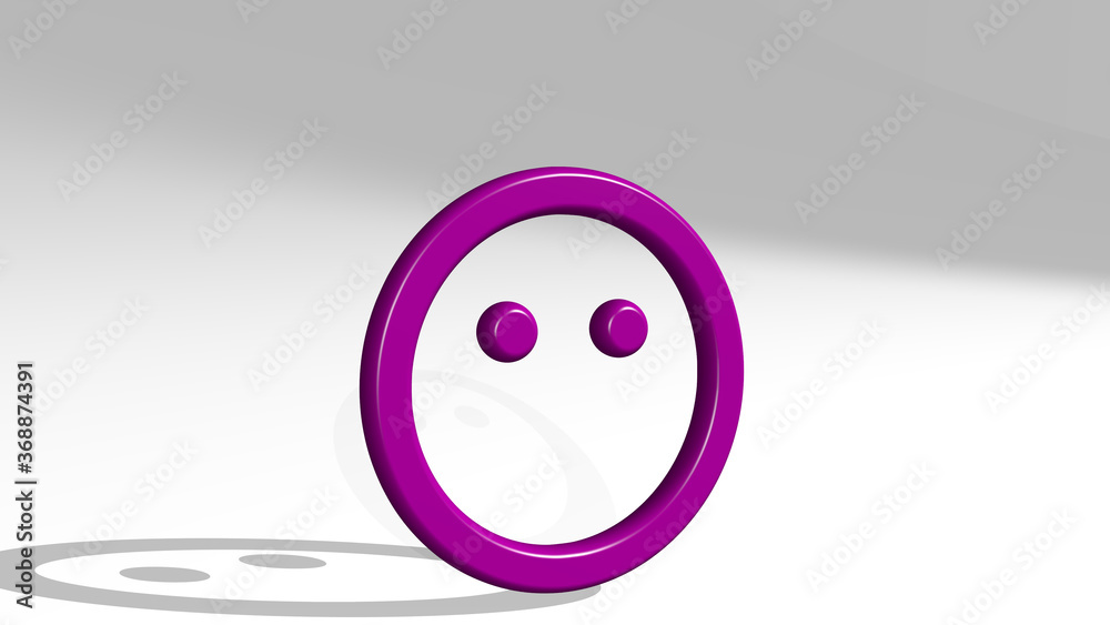 smiley eyes only stand with shadow. 3D illustration of metallic ...