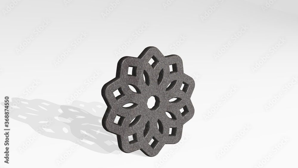 d drawing casting shadow with two lights. 3D illustration of metallic ...