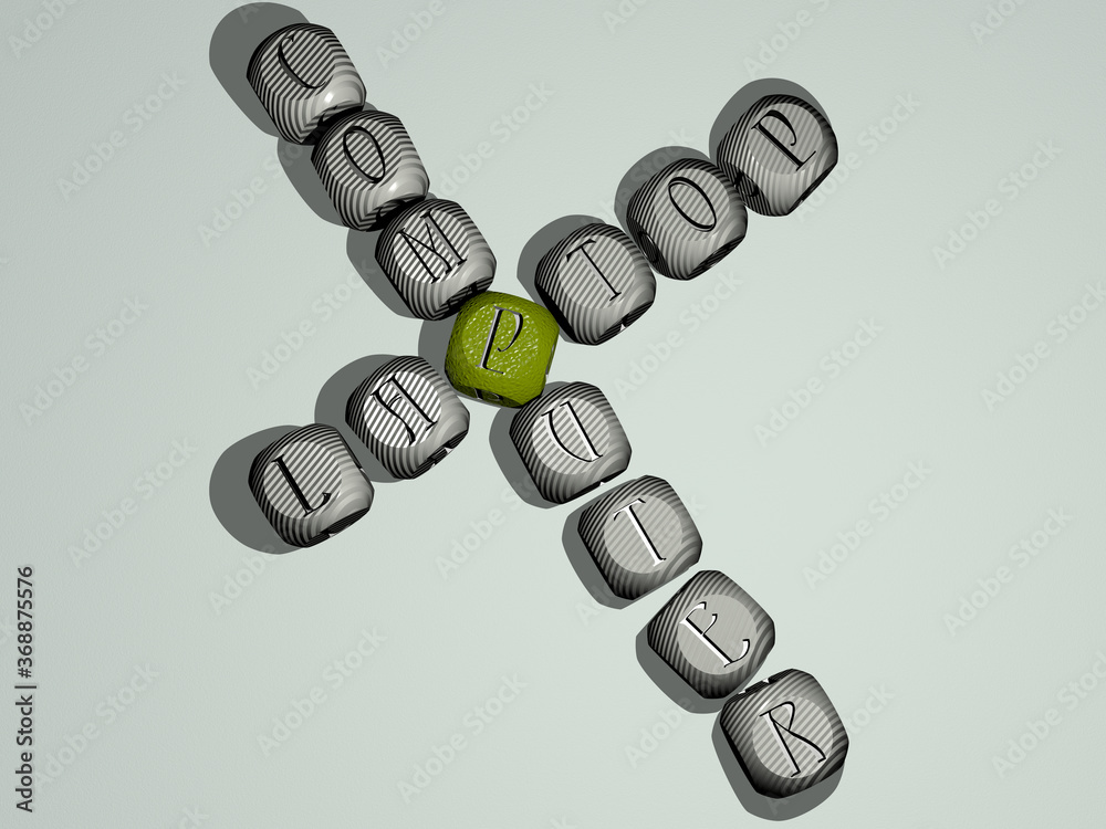 combination of LAPTOP COMPUTER built by cubic letters from the top ...