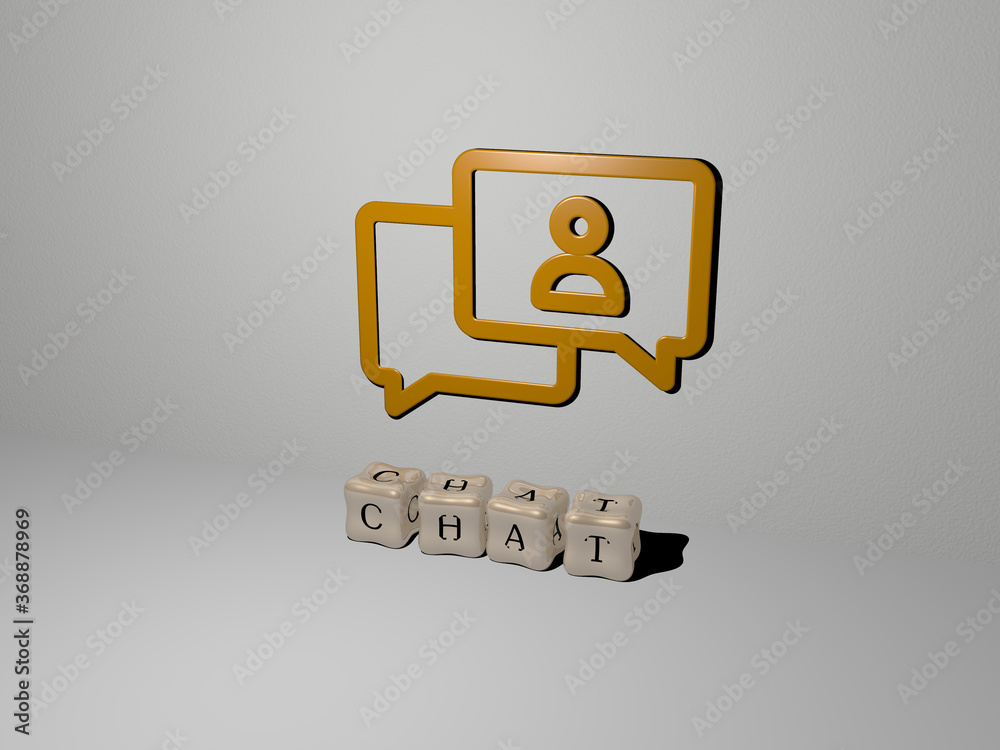 3D graphical image of chat vertically along with text built by metallic ...