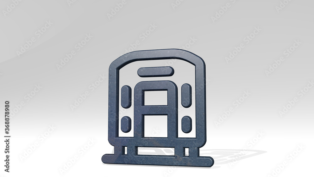 railroad train back casting shadow from a perspective. A thick ...