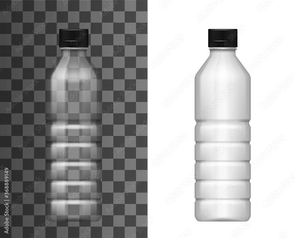 Transparent plastic bottle realistic vector mockup of isolated empty ...