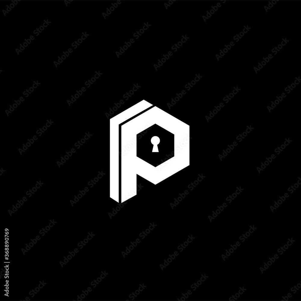 Letter P with key holder logo vector , letter p hexagon logo design ...