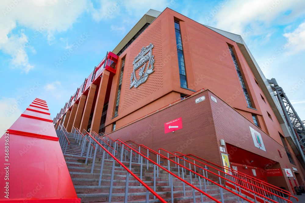 Liverpool, UK - May 17 2018: Anfield stadium, the home ground of ...