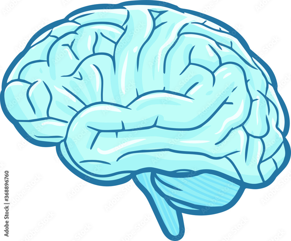 Funny and cool blue brain in simple cartoon style Stock Vector | Adobe ...