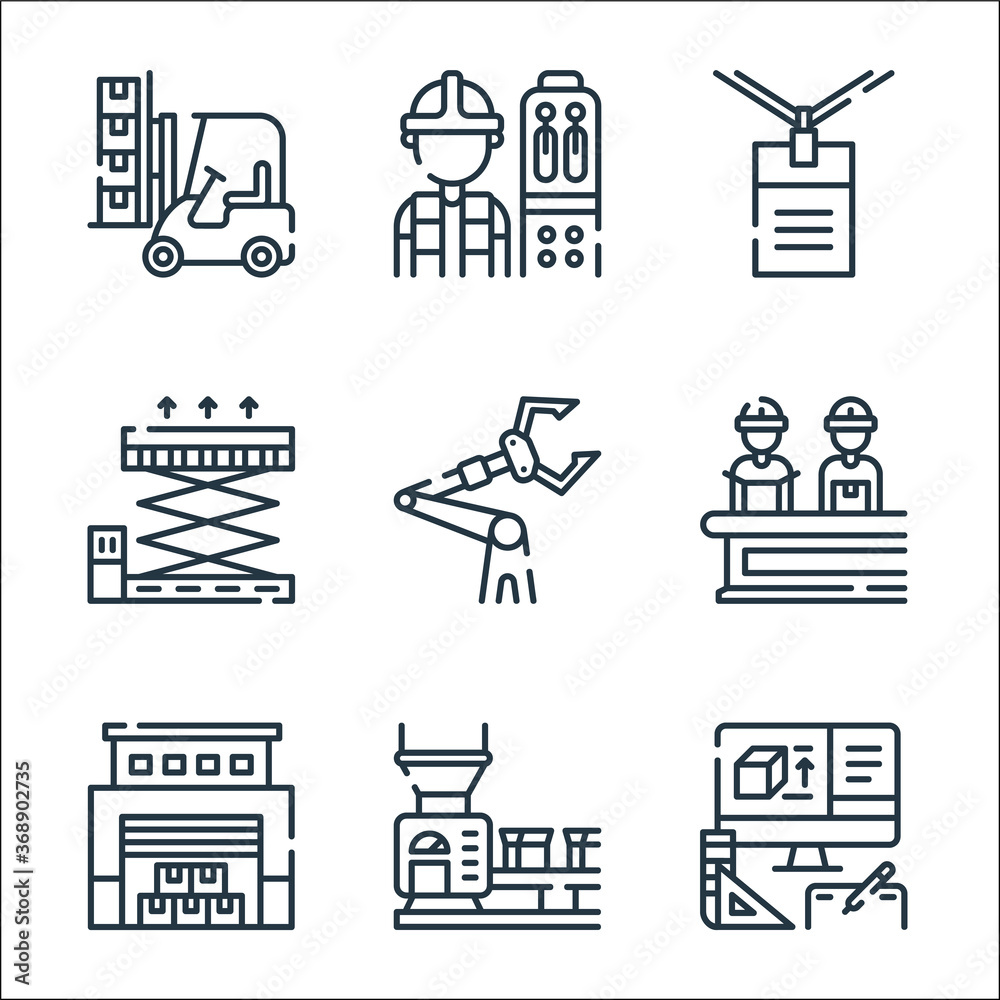 industrial process line icons. linear set. quality vector line set such ...