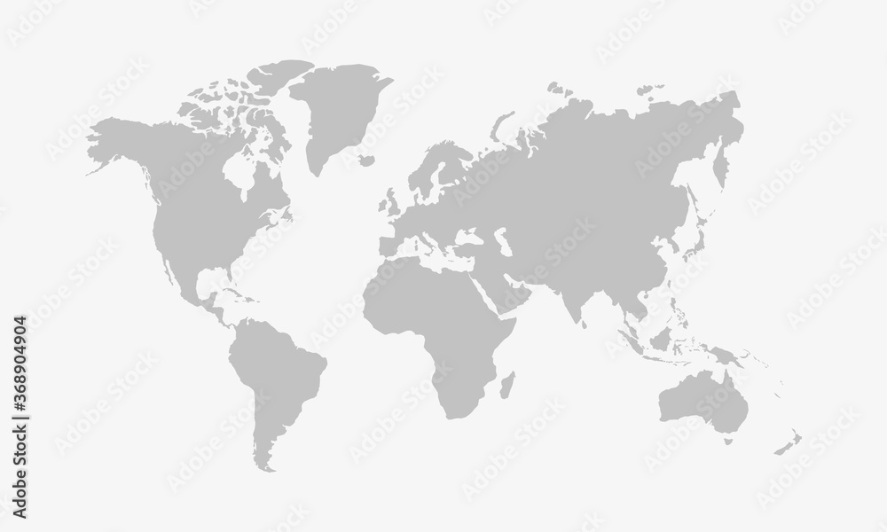 World map isolated with clipping path on gray background Stock ...
