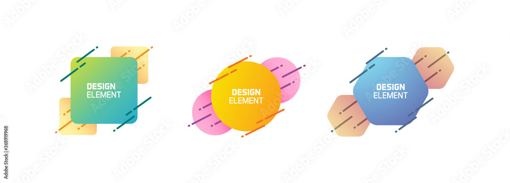 Set of trendy colorful and glowy dynamic shapes. Vector geometric ...