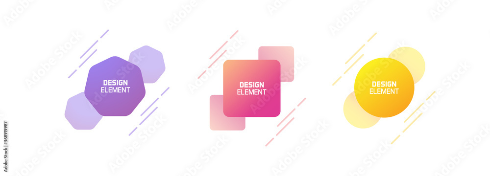 Set of trendy colorful and glowy dynamic shapes. Vector geometric ...