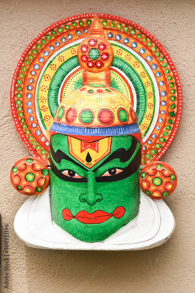 Indian handicraft kerala traditional Kathakali dancer. Display of ...