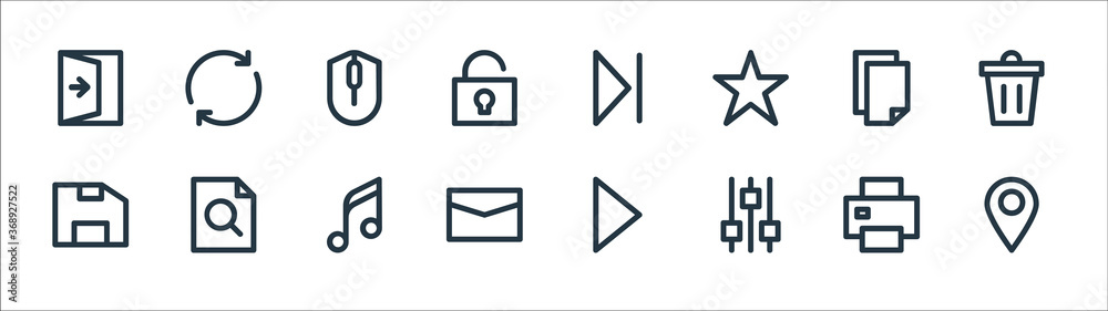user interface line icons. linear set. quality vector line set such as ...